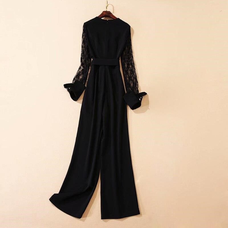 Yeni YÜKSEK KALİTE 2021 Şık Tasarımcı Tulumlar Kadın Kare Yaka Dantel ...